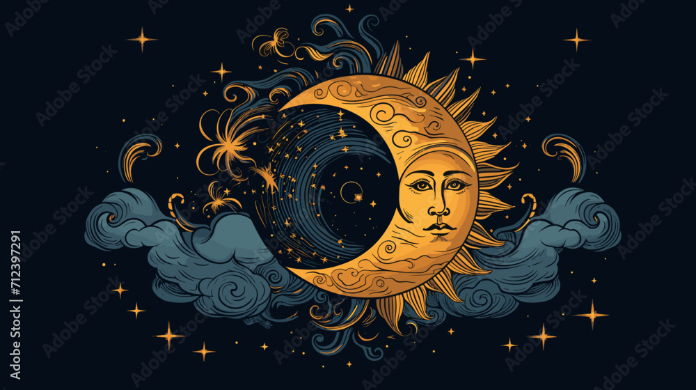 Sun and moon merging into a wellness symbol symbolizing the importance ...