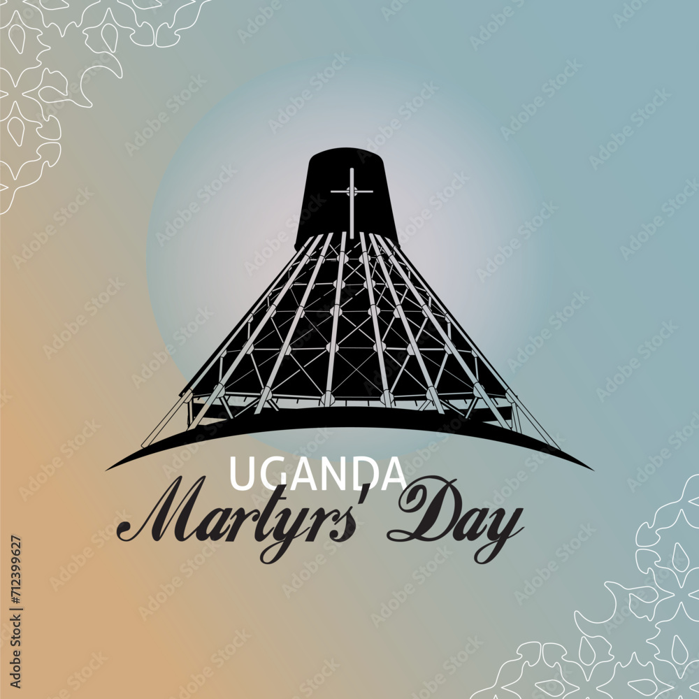 Celebrate Uganda Martyrs Day with an editable vector template of the Martyrs Shrine Basilica for ...