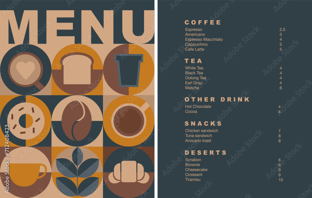 Cafe design menu. Coffee drinks menu price list for cafe, coffee shop ...