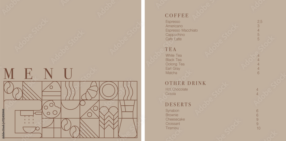 Cafe design menu. Coffee drinks menu price list for cafe, coffee shop ...