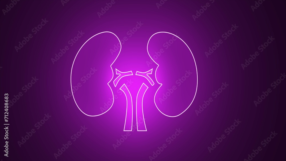 Neon human kidney icon. Kidney neon sign, modern bright banner design ...