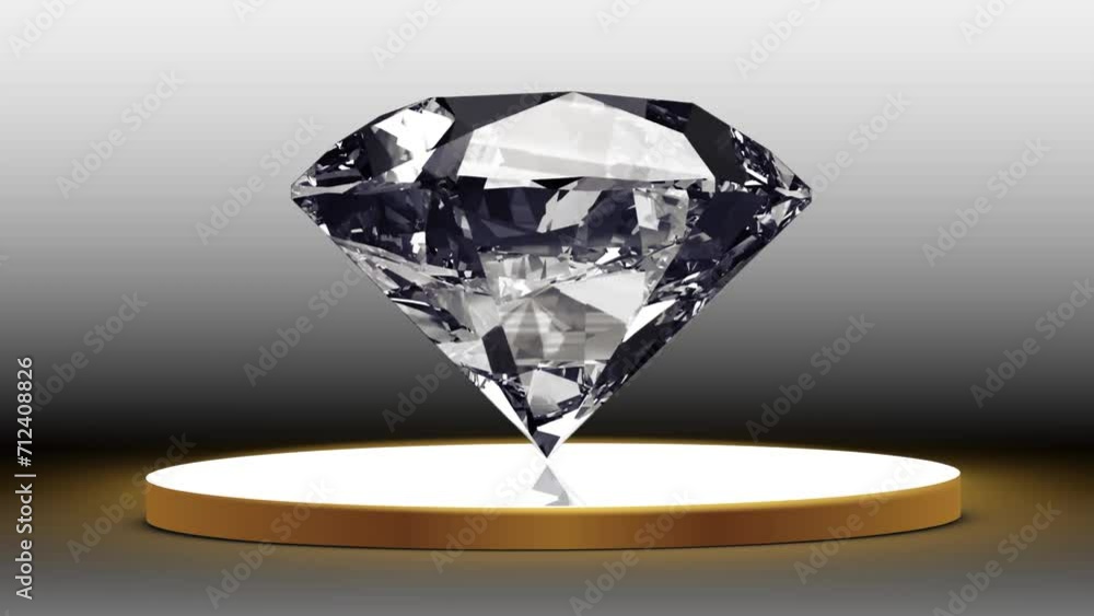 Big crystal clear round brilliant cut diamond standing on its point ...