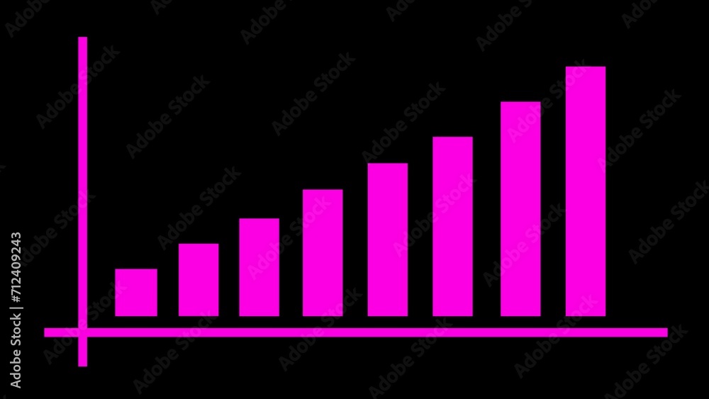 Growth chart icon. Growing graph icon in pink and black background ...