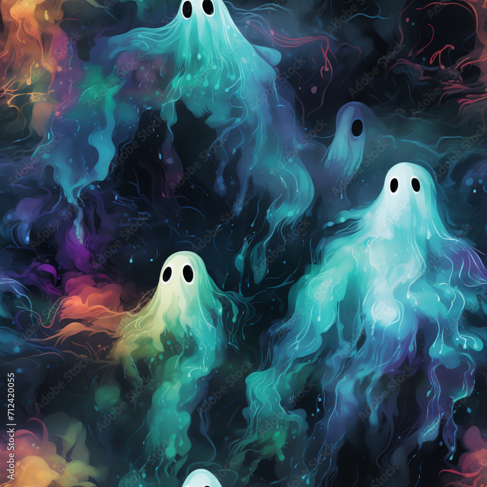 there are three ghosts floating in the water with a lot of smoke ...
