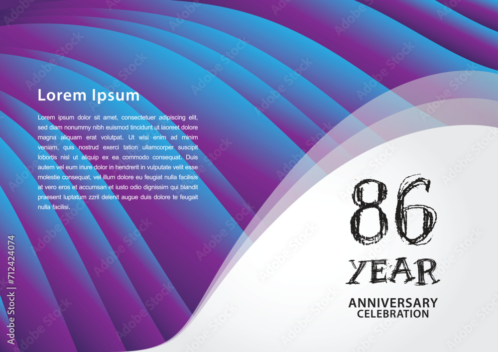 86 year anniversary celebration logotype on purple background for ...