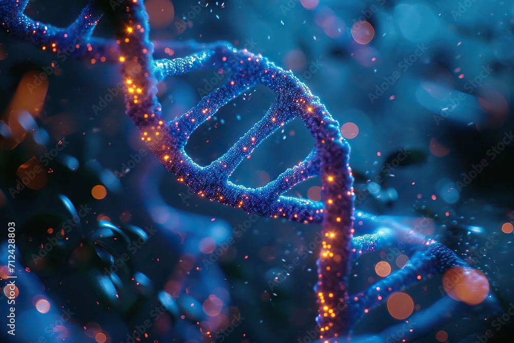 Illuminated DNA Strand Amidst a Magical Glow A Vivid Representation of ...