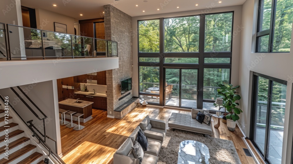 Modern Luxury Home Interior with Spacious Living Room Stock Photo ...
