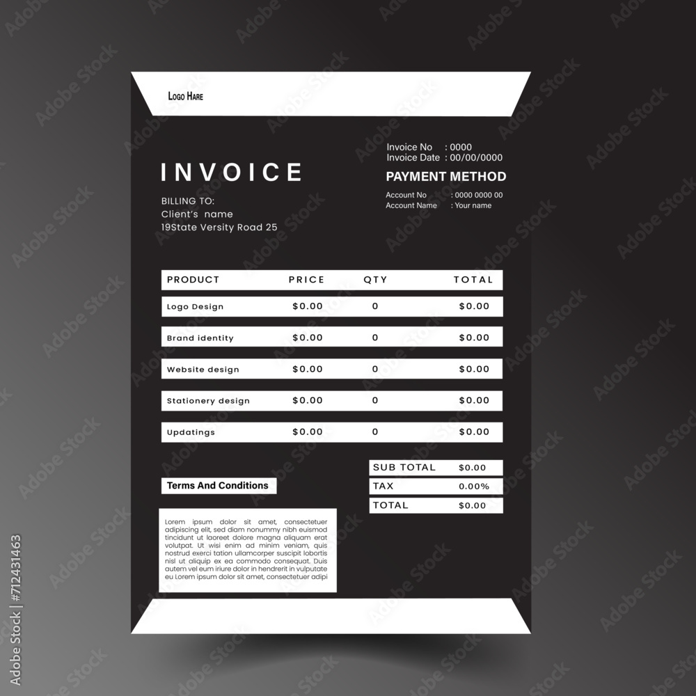 Vetor de Invoice template Vectors & Illustrations. Free vector modern ...