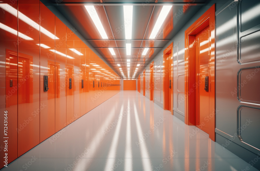 Storage units rent. Man in warehouse hallway. Guy carries boxes into ...