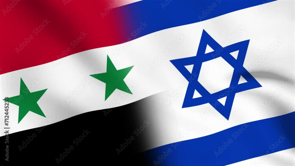 Vidéo Stock 4k waving animation of Syria and Israel flags. Syria and ...