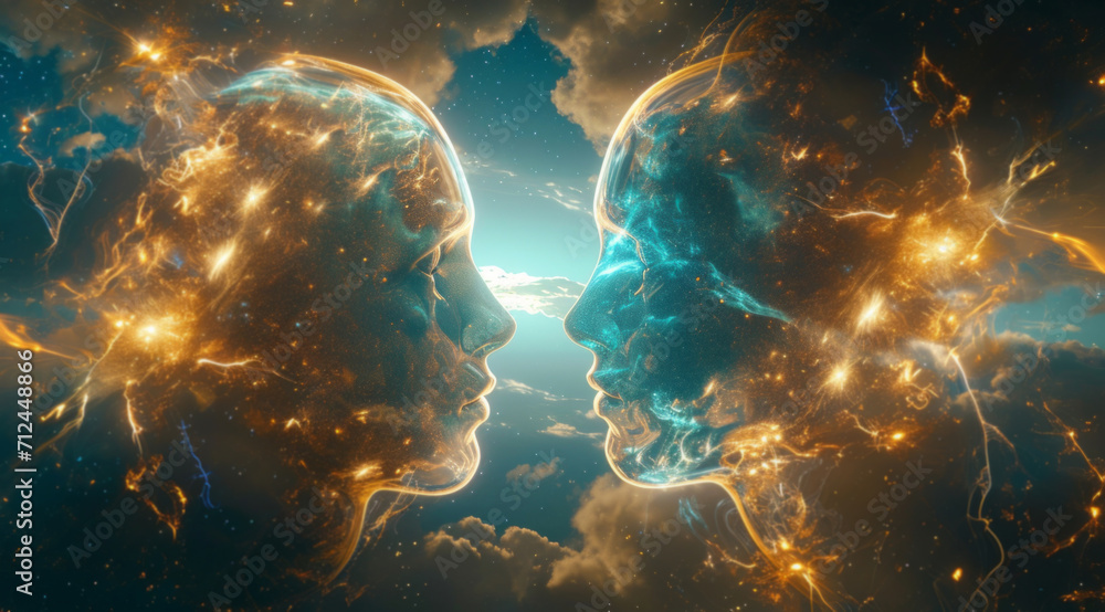 Head, face and abstract digital design for artificial intelligence ...