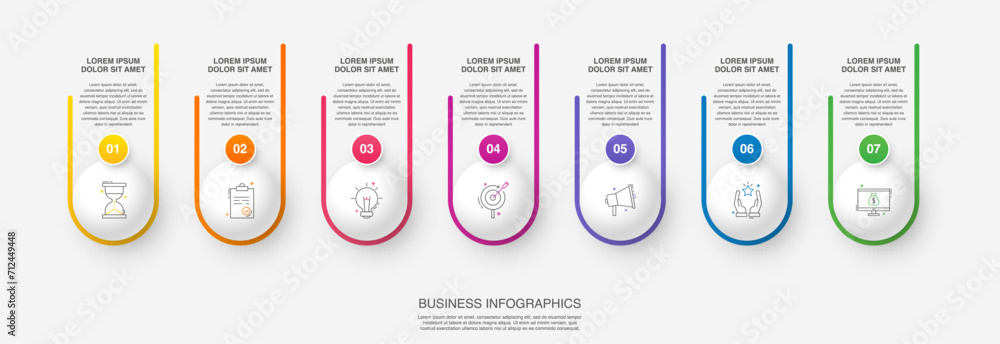 Modern infographics vector template. Cyclic infographic with seven ...