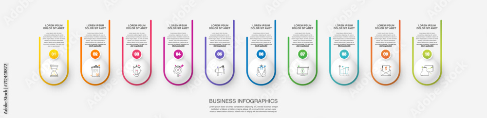 Modern infographics vector template. Cyclic infographic with ten ...