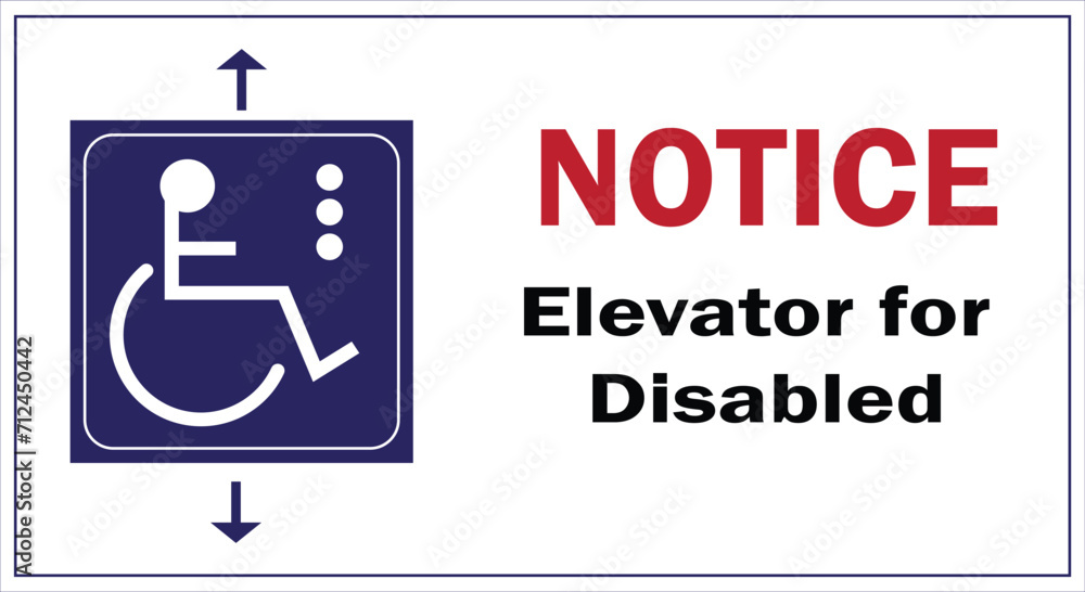 Disable Elevator Sticker Vector Blue and White Elevator for Disable ...