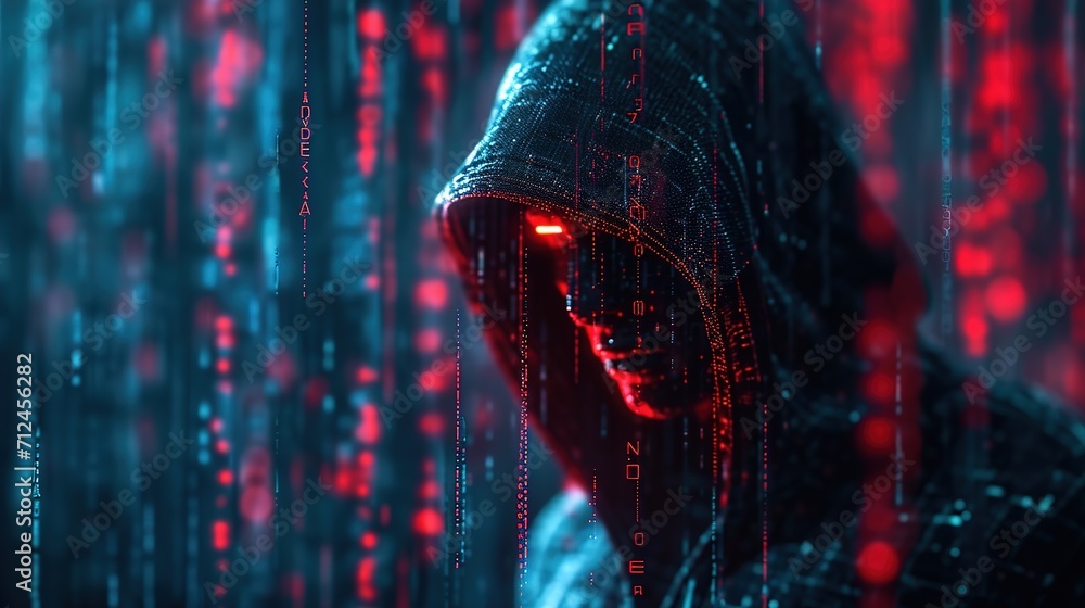 shadow crime on the dark web internet hologram of a digital hacker ...