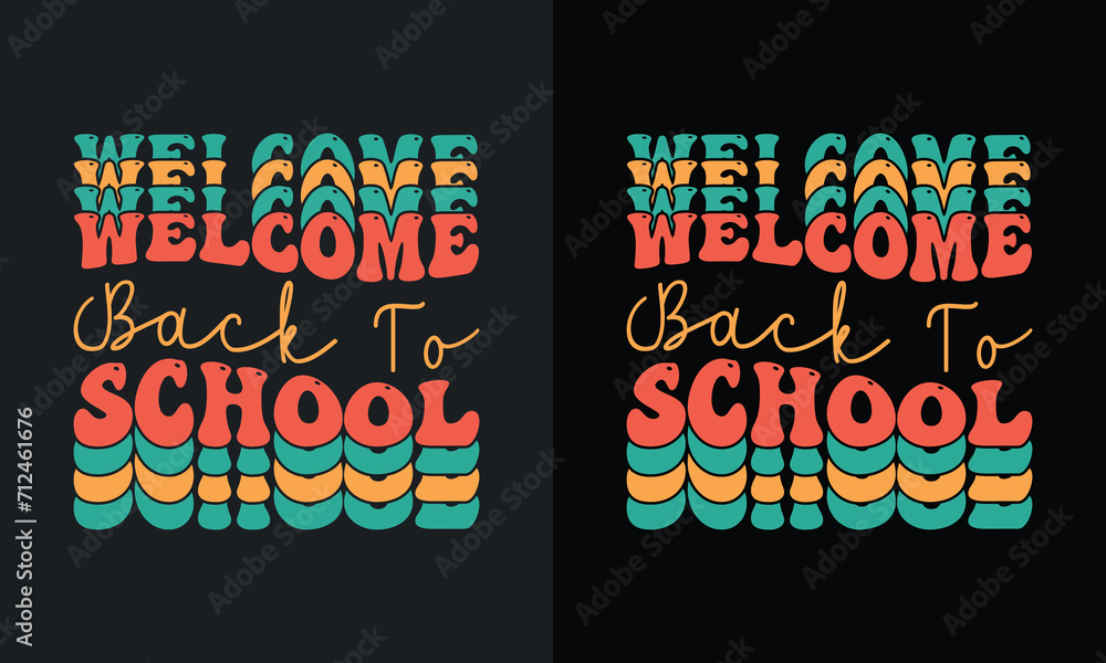 Welcome Back To School Retro Design100 days of school groovy font style ...