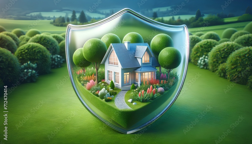 A visual representation of home insurance and security concept ...