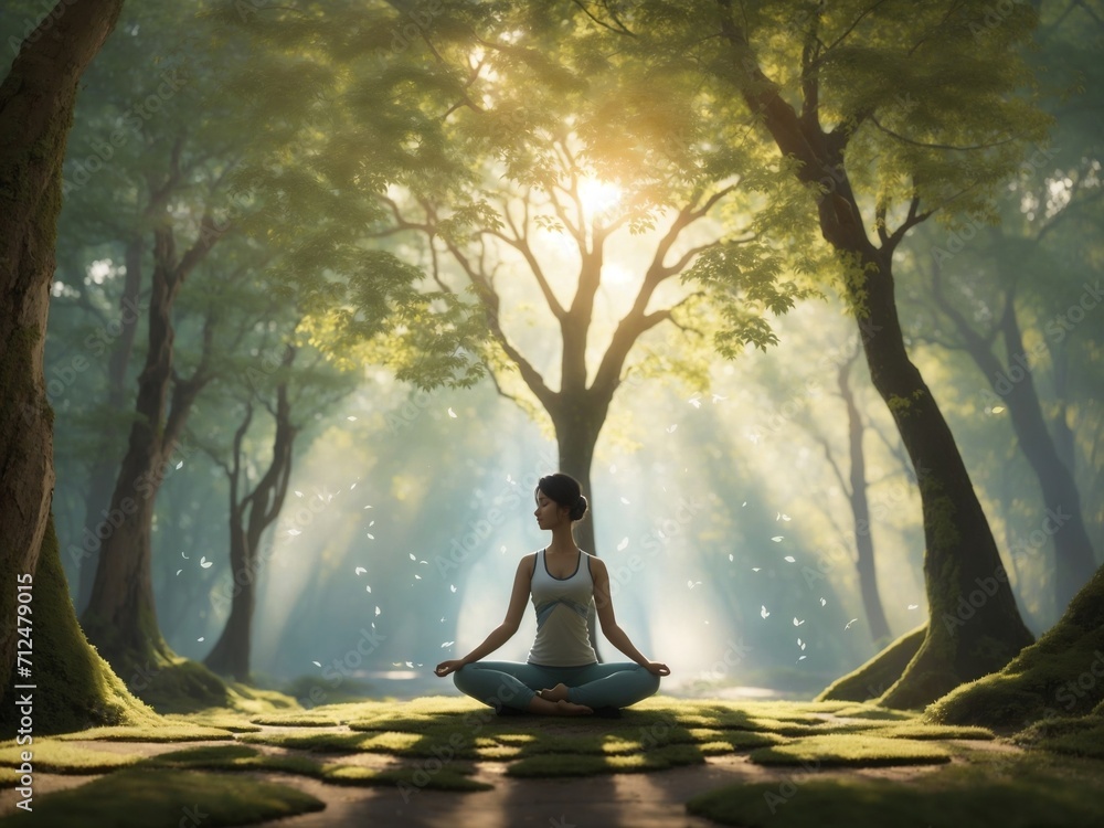 Forest Elements Fusion: AI-Enhanced Yoga Harmony with Nature, Melding ...