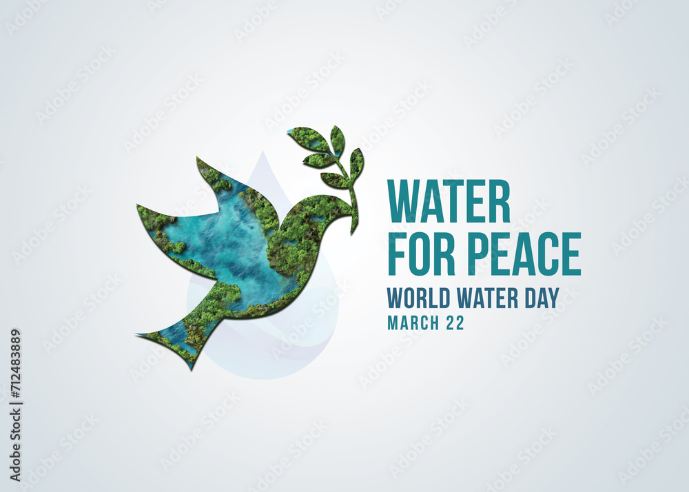 World Water Day Concept. Water for peace. Saving water and world ...