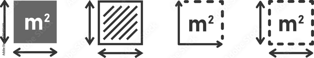 Square Meter icon. M2 sign. Flat area in square meters. Measuring land ...