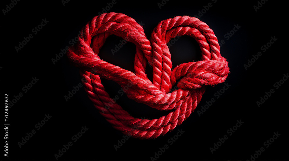 Embrace the Essence of Love with a Red Heart Tied in a Bundle Rope on a ...