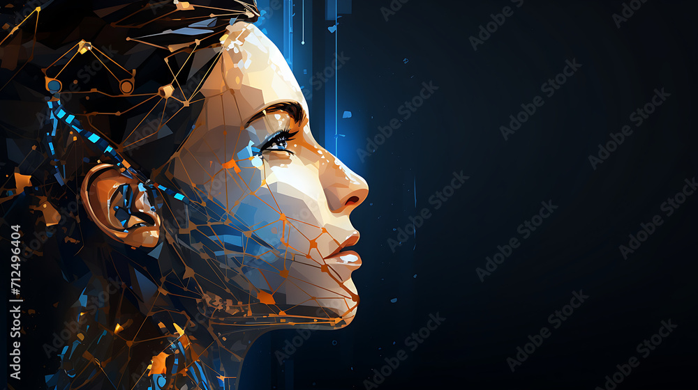 AI and neural network working illustration, An illustration of cubism ...