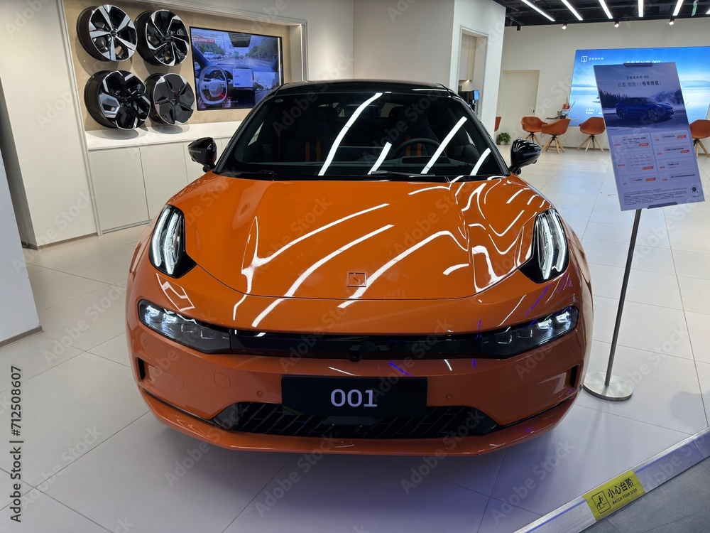 Shanghai,China-Jan.17th 2024: front of Zeekr 001 electric car in store ...