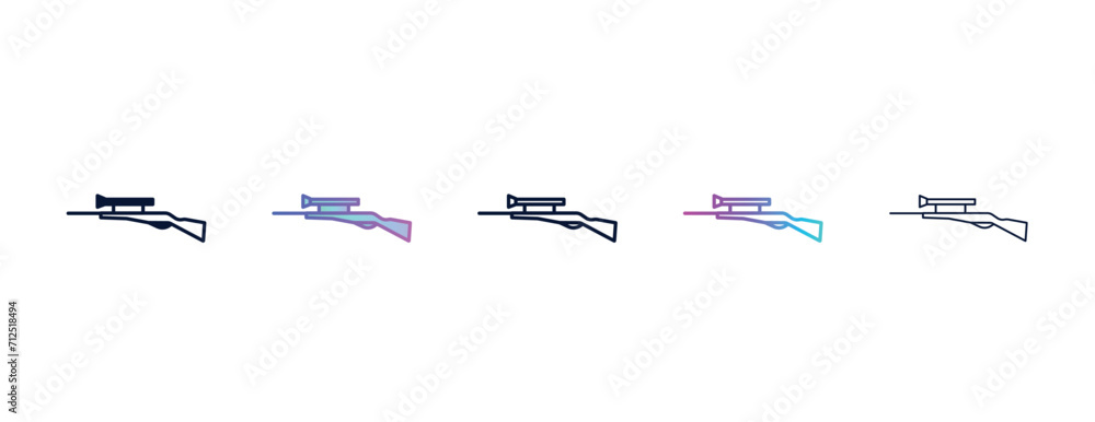 sniper rifle outline icon.Filled, line, gradient, thin icon from army and war collection ...