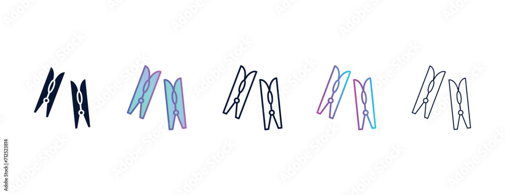 clothes peg outline icon. Filled, line, gradient, thin icon from ...