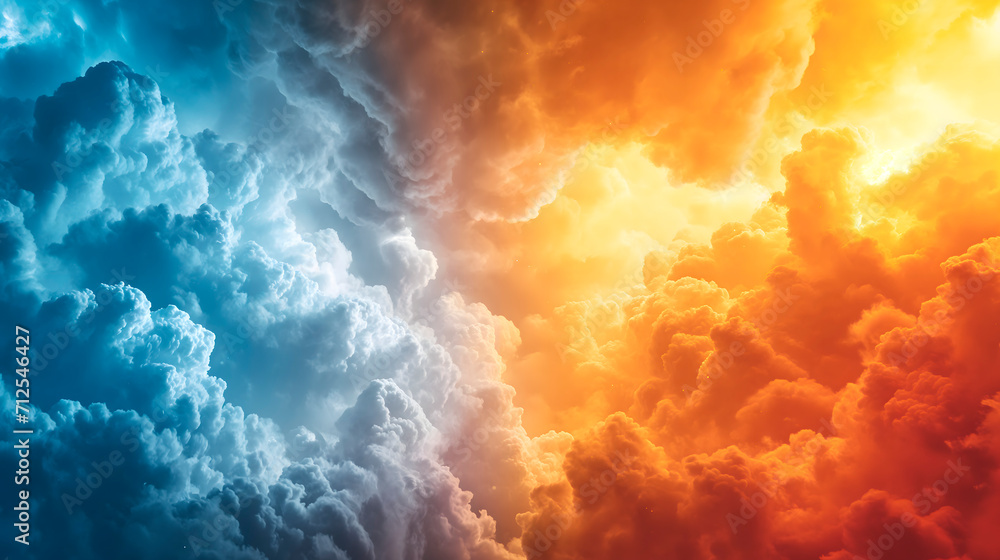 Imagen de nubes de color azul y de color naranja como símbolo del ...