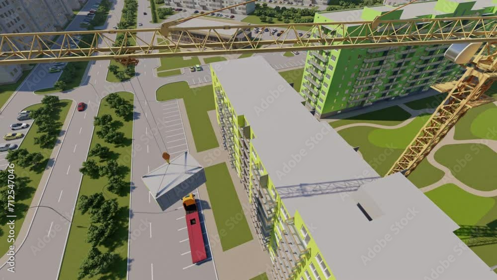 Vidéo Stock Construction site with crane and building under ...