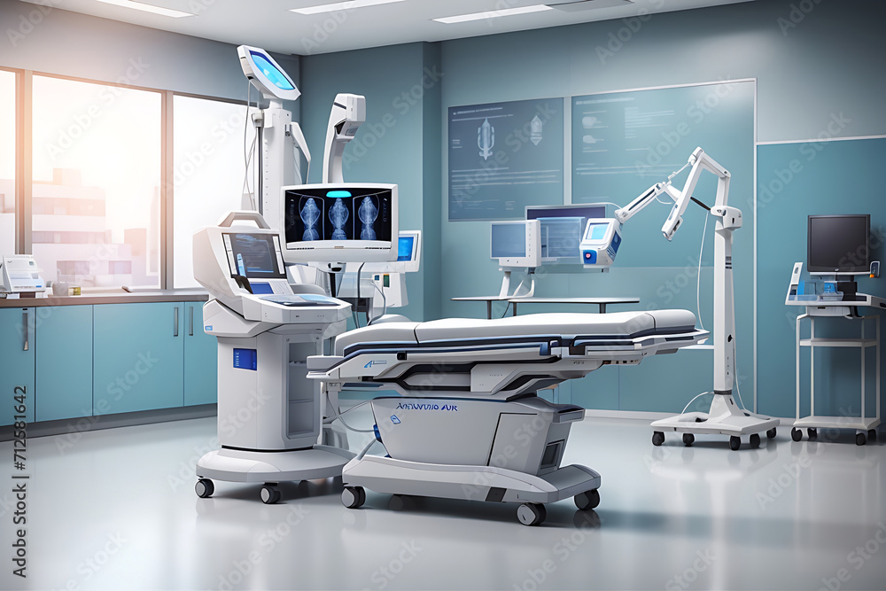 Advanced x-ray scan medical diagnosis machine at the hospital health ...