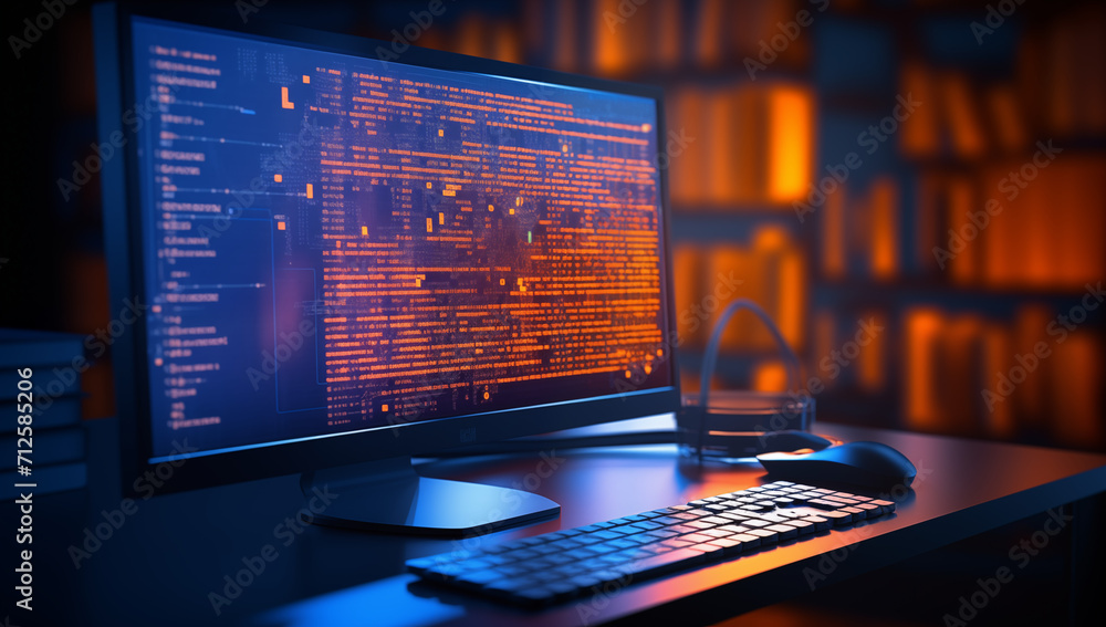 Moderner und vernetzter Computer zeigt die bunte Kreativität des ...