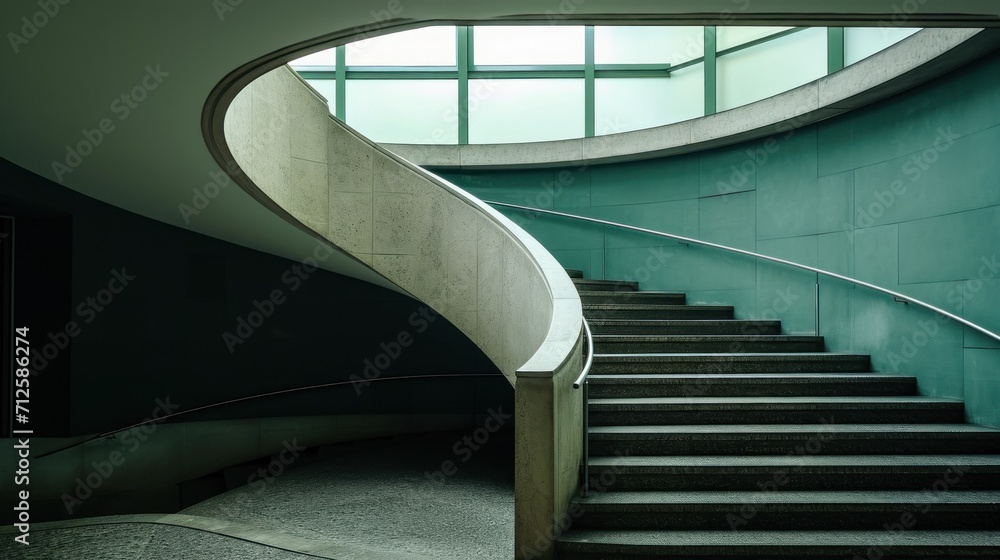 a set of stairs leading up to the top of a set of stairs with a ...