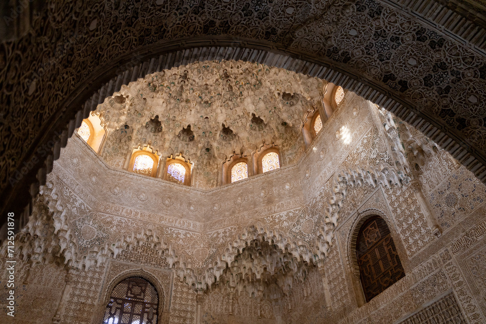 Granada, Nasrid palaces, Andalusia, Spain. The Alhambra is a palace and ...