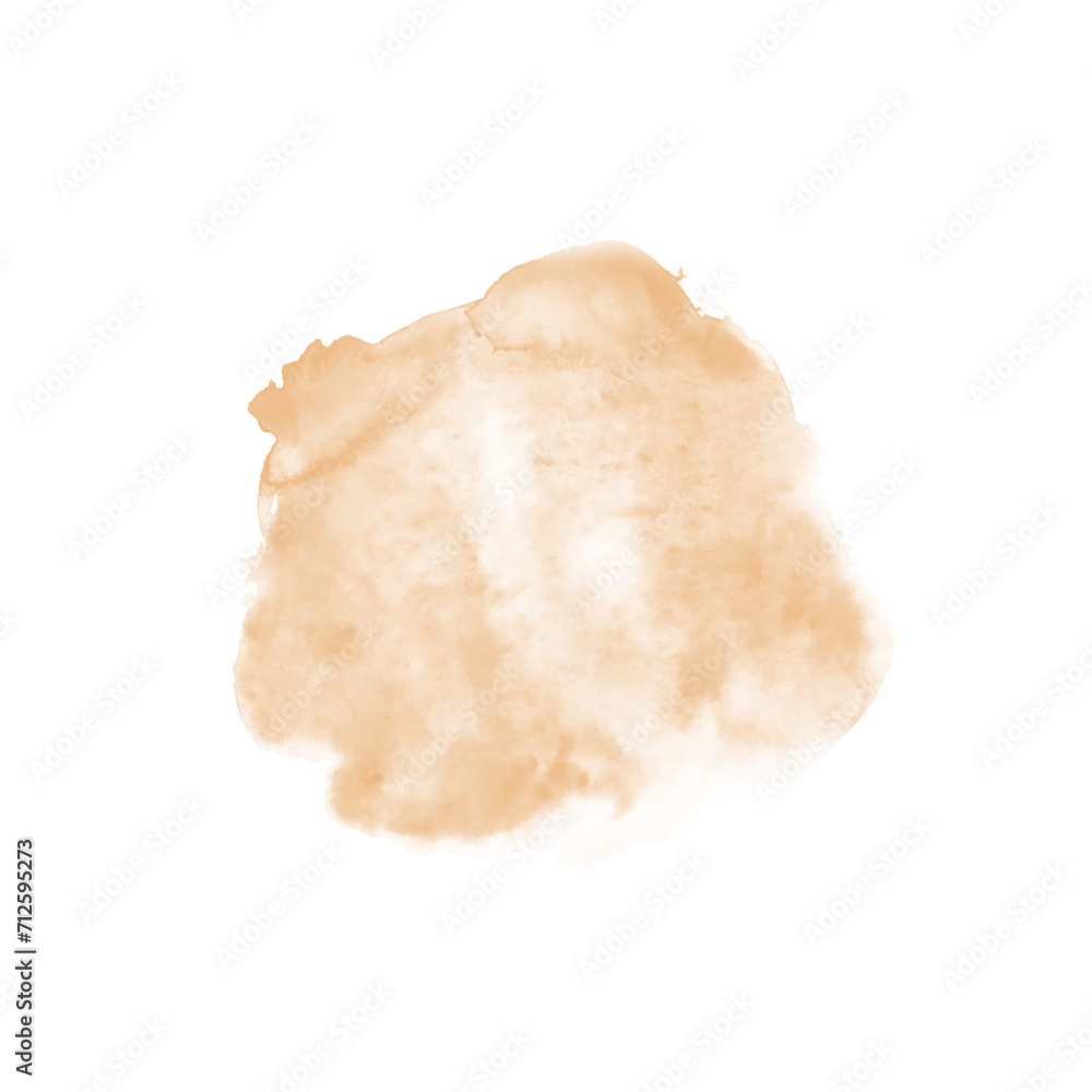 Peach watercolor splash on white background. Vector beige watercolour ...