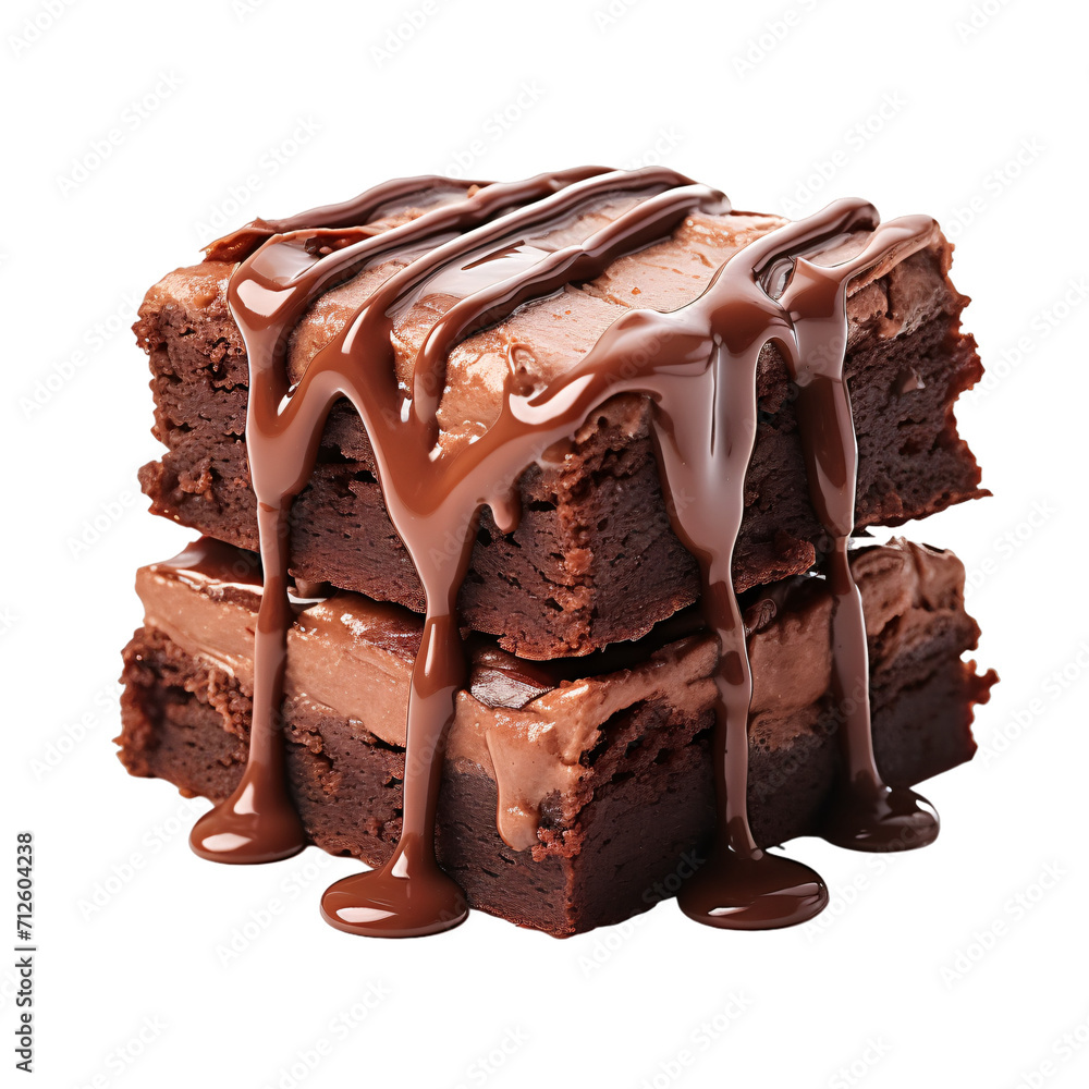 Chocolate fudge brownie cake isolated on a transparent background ...