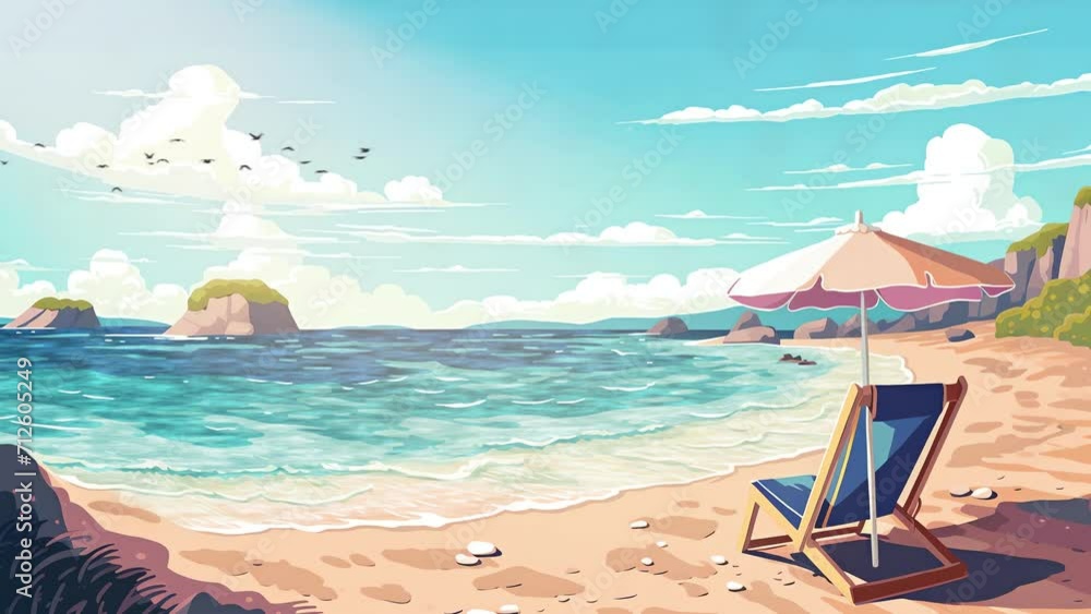 Animated Vtuber Overlay for Twitch of a Beach vídeo do Stock | Adobe Stock