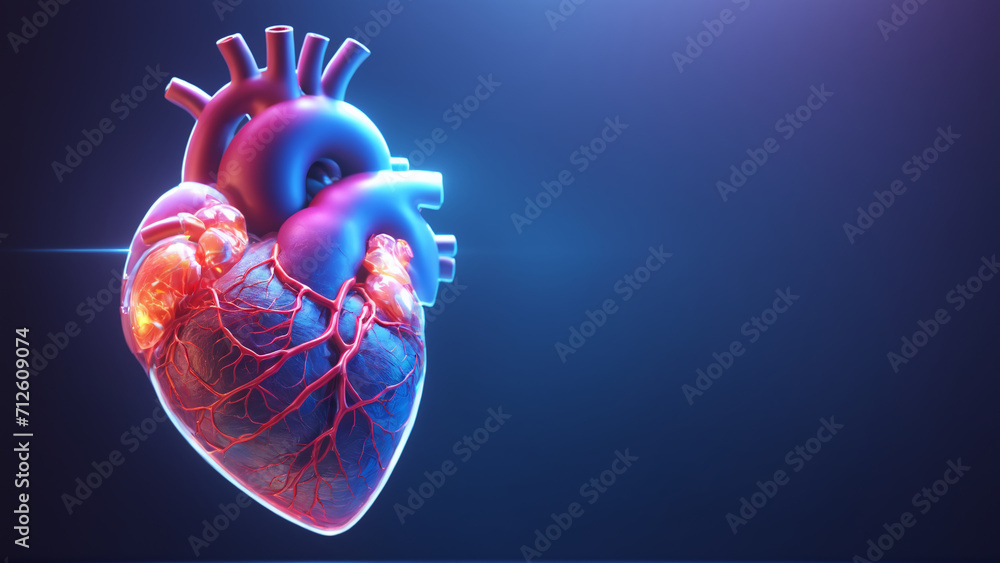 Abstract red and blue human heart. Heart anatomy. Healthcare medical ...
