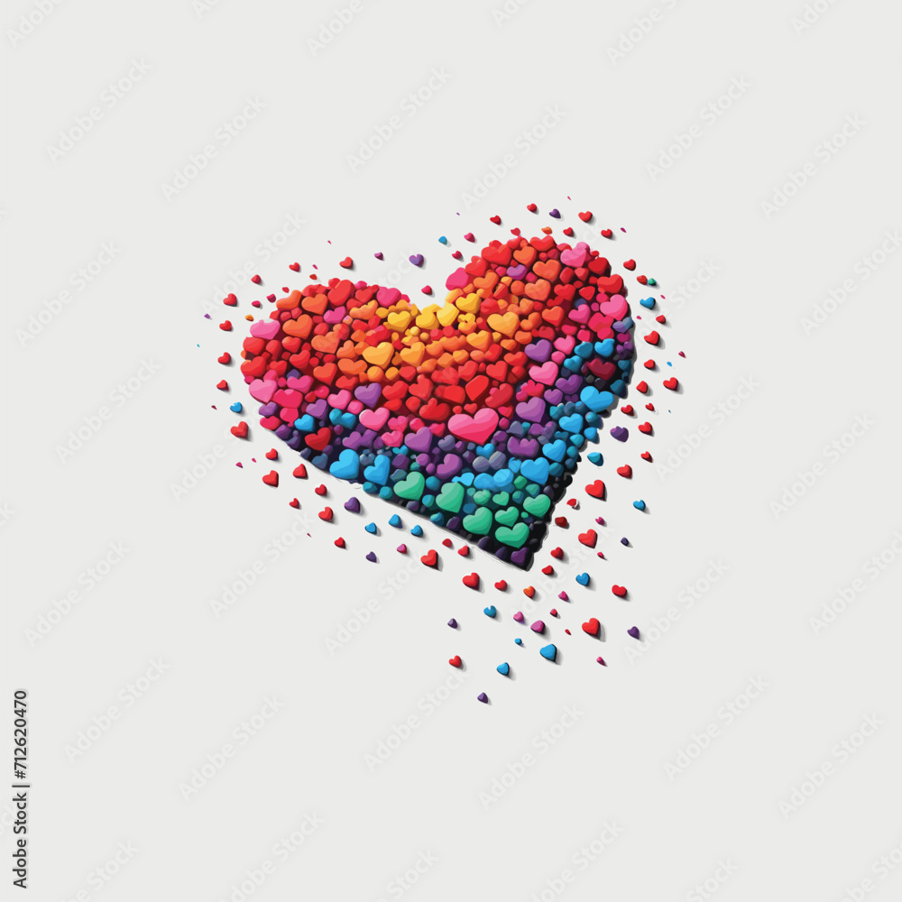 Big Heart Shape with multicolor Many small hearts, cloud of love ...