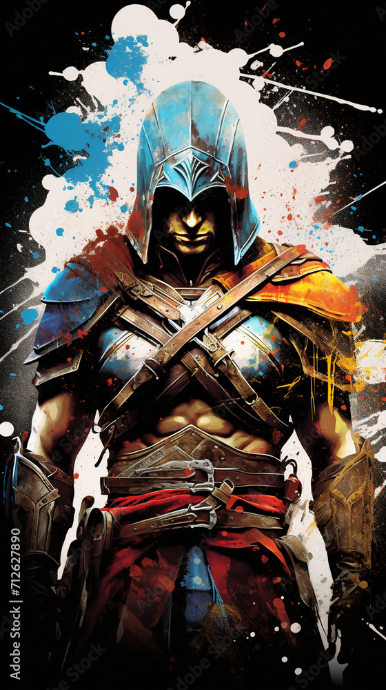 Spartan Warrior Soldier gladiator helmet body with horse long hair ...
