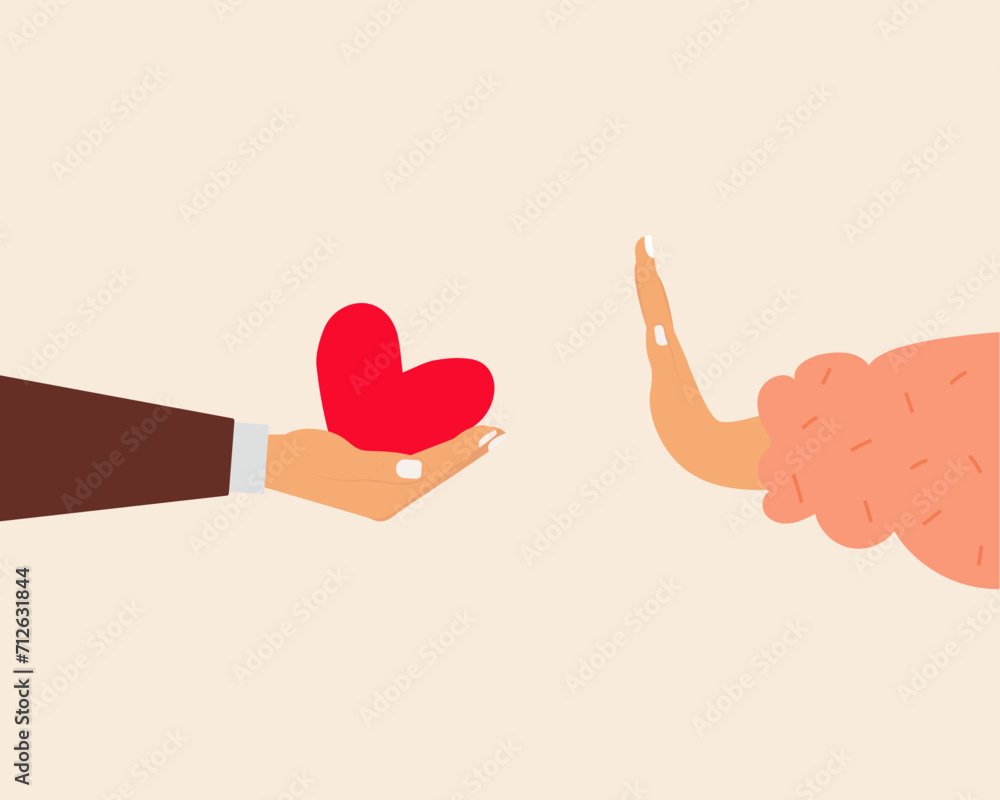 Person not allowing to show care for him. Human hand refuses love and ...