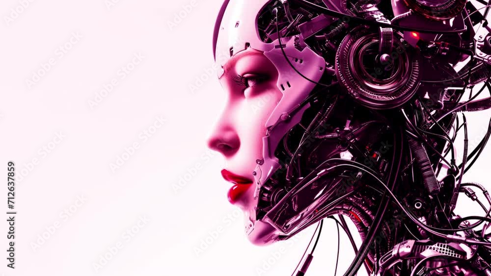 Beautiful technology female robot cyborg made with AI generative art ...