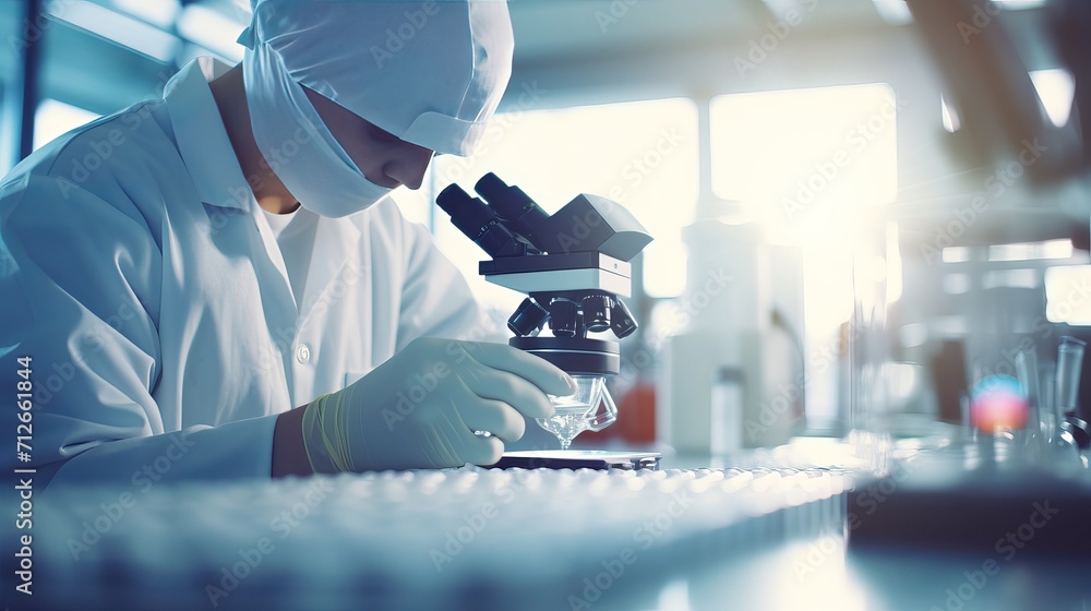 The laboratory is being occupied by a group of scientists wearing lab ...