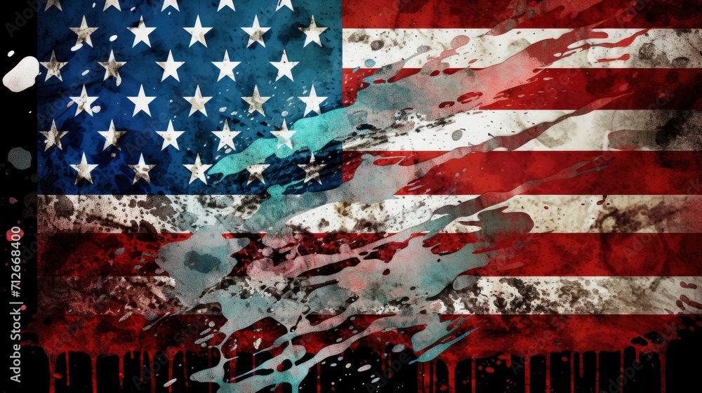Dirty flag of the United States of America, symbolic image for ...