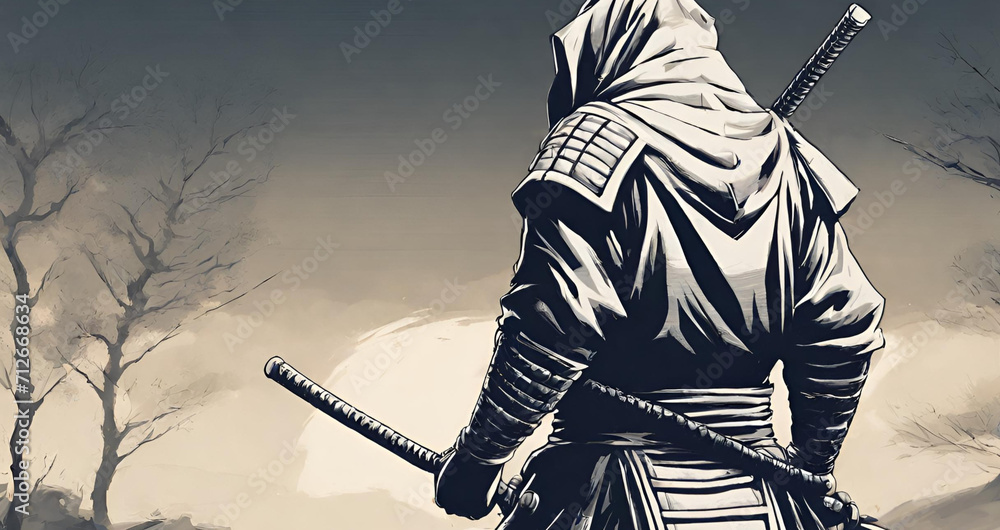 Japanese Bushido Samurai Illustration Digital Art 3D Style Painting ...
