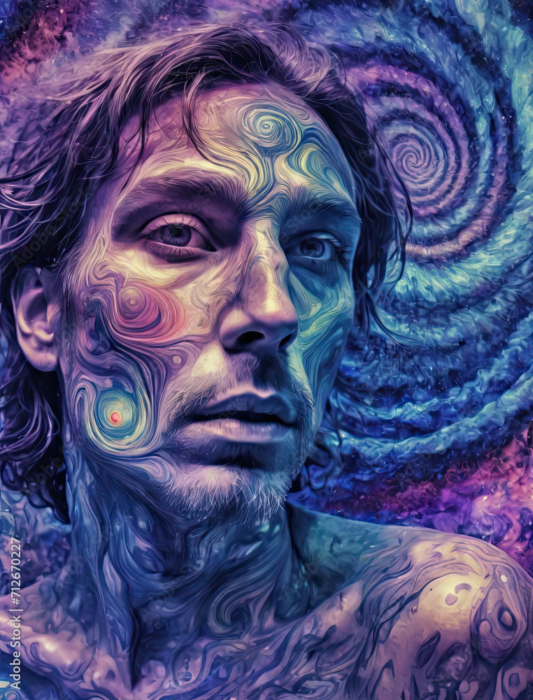 Psychedelic Cosmic Clash - Abstract illustration of cosmic entities in ...