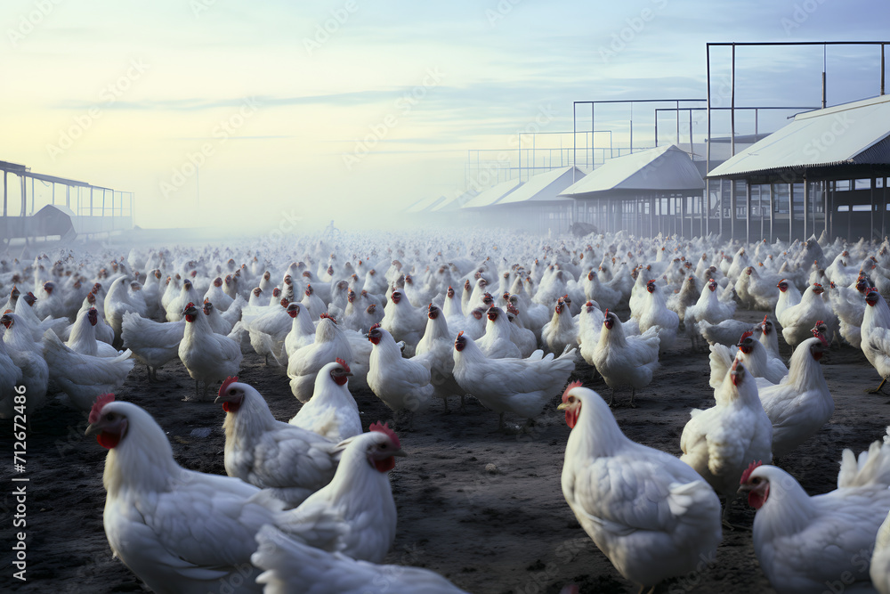 Big modern mass production chicken farm, modern chicken farm, meat ...