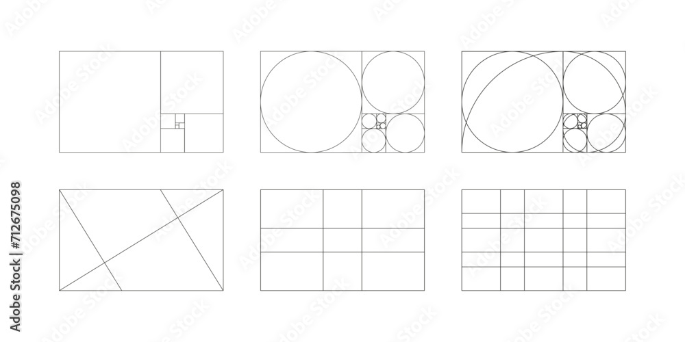 Golden ratio template. Method golden section. Harmony proportions ...