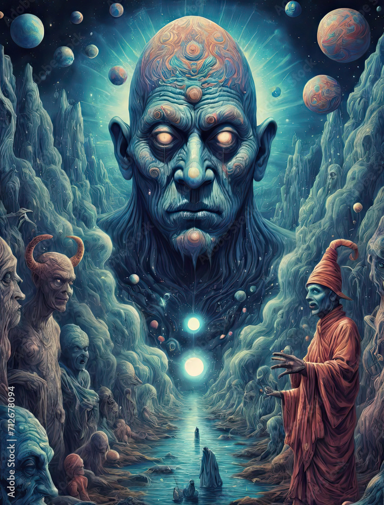 Psychedelic Surrealism - A close-up illustration featuring a monstrous ...